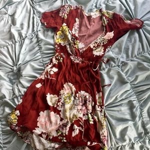 Astr | Dresses | Astr The Label Red Floral Wrap Dress | Poshmark